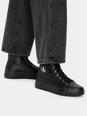 Calvin Klein Sneakers Vulc Flatf Mid Laceup Lth Fur HW0HW03234 Schwarz