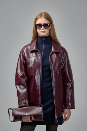 Courr&egrave;ges Shiny Bomber Jacket Belted Waist