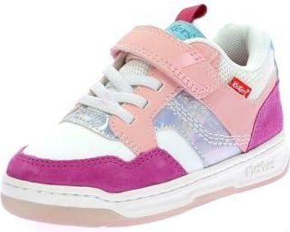 Kickers Kickarting, Baskets Basses Fille, Blanc Fuchsia Rose, 34