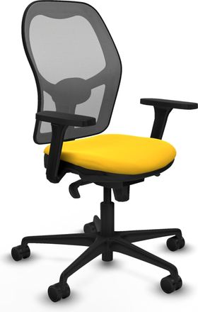 Piqueras y Crespo B&uuml;rostuhl mit R&uuml;ckenlehne und 3D-Armlehnen, h&ouml;henverstellbare Lendenwirbelst&uuml;tze, mit 5 Positionen und eingespritztem Schaumstoff, Grau/Gelb