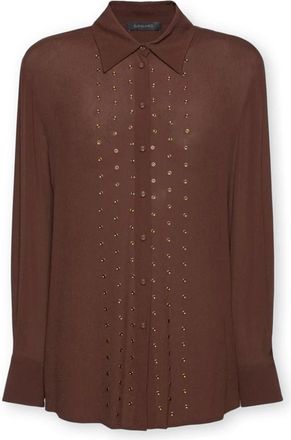 Elena Miro Femme, Blouses et Chemises, Brun, Taille: 48 FR Chemisier en viscose orn&eacute; de strass