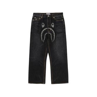 A Bathing Ape A Bathing Ape, Homme, Jeans, Noir, Taille: XL Pantalon en Denim Coupe Droite Shark