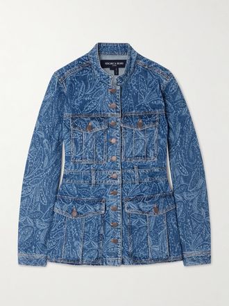 Veronica Beard Tika Gebleichte Jeansjacke - Blau