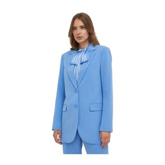 Michael Kors Blazer Boyfriend en cr&ecirc;pe - Femme - Vestes - Bleu - Taille: 34 FR