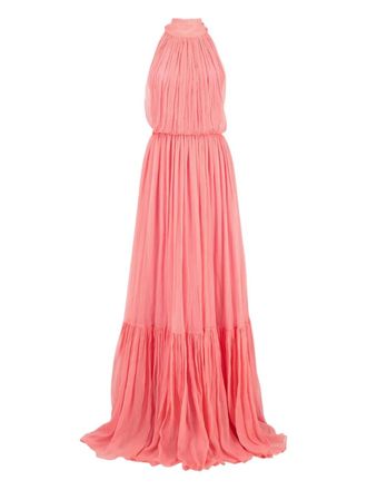 Gucci Gestuftes Neckholder-Maxikleid - Rosa