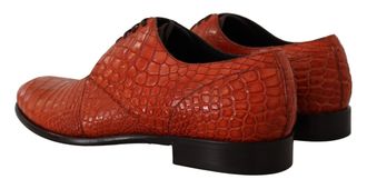Dolce & Gabbana Mens Orange Exotic Leather Dress Derby Shoes Skin Croc