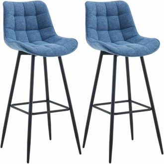 Clp Lot de 2 tabourets de bar Dartford Bleu Tissu