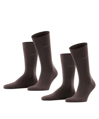 Esprit Herren Socken Basic Uni Multipack M So Baumwolle einfarbig 2 Paar, Braun Dark Brown 5230, 43-46