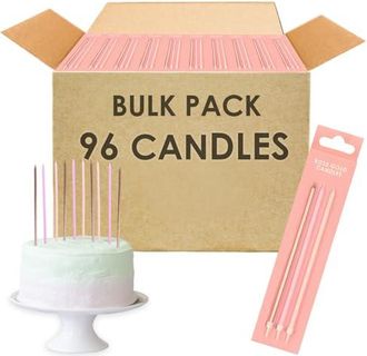 Talking Tables Table Fun 96 x St&uuml;ck Geburtstagskerzen in Ros&eacute;gold, Rosa und Lila, mit Halter, 18 cm lang und hoch, Kuchendekoration f&uuml;r Geburtstag, Hochzeit, Jahrest