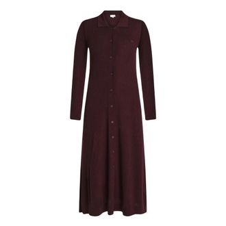 Lacoste Robe Polo en Laine M&eacute;rinos Tricot 3D - Femme - Robes - Brun - Taille: 30 FR