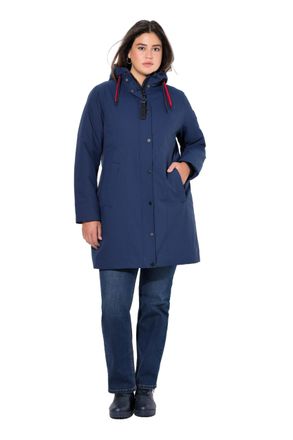 Ulla Popken Damen HYPRAR Funktionsjacke, wasserdicht, 2-Wege-Zipper Mantel, Marine, 42-44