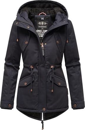 Marikoo Manolya veste en coton dhiver pour dame Bleu avec fourrure noire S