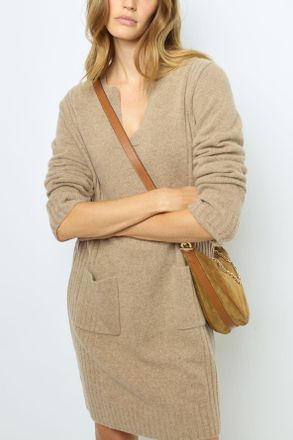 Gerard Darel Robe &agrave; col tunisien en laine et cachemire - SOFIA - Beige