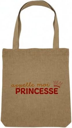 Fabulous Sac Shopping Tote Bag Aspect Lin - Appelle-moi Princesse Femme Reine - Sac de Courses Toile Epaisse 360g Beige Naturel Cabas Port&eacute; Epaule Solide Impri