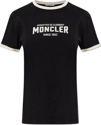 Moncler Femme, Tops, Noir, Taille: 42 FR T-Shirt Logo