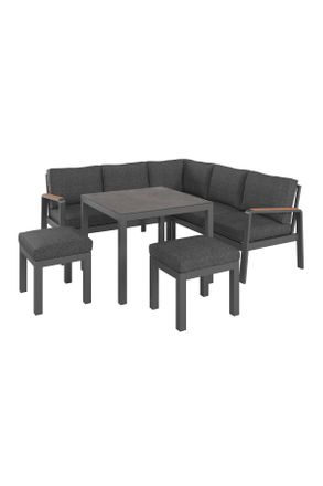 ambia GARDEN Loungegarnitur, Anthrazit, Schwarz, Keramik, 4-teilig, F&uuml;llung: Schaumstoff,Polyester, 193 cm, Loungem&ouml;bel, Loungem&ouml;bel-Sets