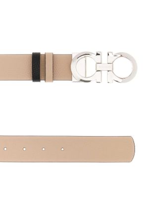 Ferragamo Womens Sand Leather Reversible Belt Newbisner Cinture