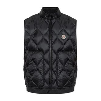 Moncler Gesteppte Weste mit Logo-Patch - - Jackets - Herren - Schwarzk - M