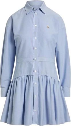 Polo Ralph Lauren Femme, Robes, Bleu, Taille: 40 FR Ruffled Mini Shirt Dress
