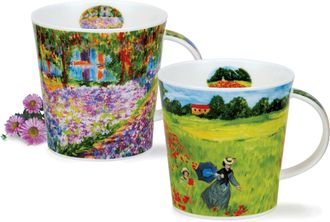 Dunoon 2er Set Becher Cairngorm Giverny 0,48l Fine Bone China Porzellan | 480ml | Hochwertige Kaffeetassen | H:11cm | Künstlerisches Design | Spülmaschinenfe