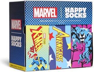 Happy Socks Marvel X-Men, Avengers, Spider-Man Collaboration - Coffrets cadeaux collector &eacute;dition sp&eacute;ciale 9 paires pour hommes et femmes - Tailles 36-40