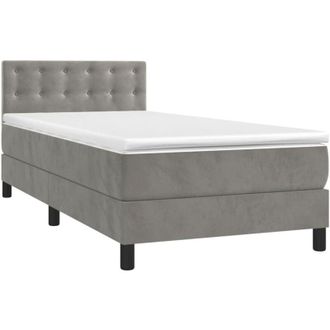 vidaXL Boxspringbett mit Matratze Hellgrau 90x200 cm Samt Vidaxl