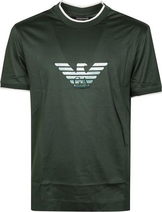 Emporio Armani Homme, Tops, Vert, Taille: XL Eagle Embroidery T-Shirt