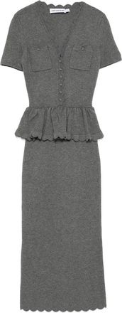 Self Portrait Pocket Peplum Midi Dress