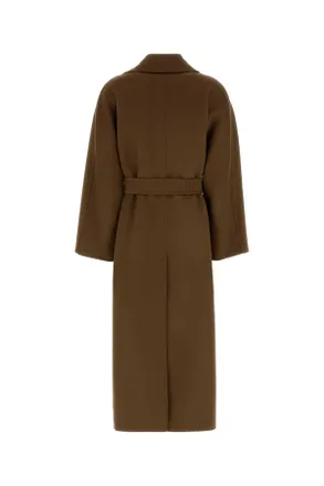 Max Mara Womens Camel Wool Penelope Coat Dark Exterior: Virgin Cappotti