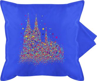 Shirtracer Kissenbezug - & - Kissen - K&ouml;lner Dom Konfetti I Karneval I Fasching - 50 x 50 cm - Blau - karnevalskissen fasching- k&ouml;ln kissenh&uuml;lle kissenbez&uuml;ge fas