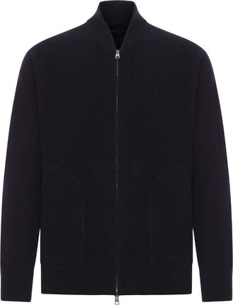 Roberto Collina cardigan zippé en laine nervurée - Noir