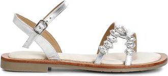 Caf&egrave;noir Sandales Gilda En Cuir Lamin&eacute; Avec Accessoire Strass, Pour Femme, Couleur Gris, Taille 39