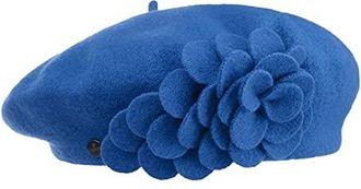 Lierys B&eacute;ret Basque en Laine Agris Flower Femme - Made in The EU dhiver Hiver Automne-Hiver - Taille Unique Bleu
