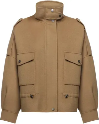 Pinko Pinko, Femme, Vestes, Brun, Taille: 38 FR Manteaux Chameau Crostino Caban Panna