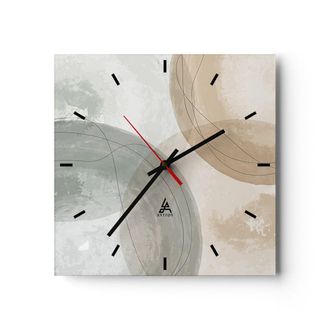 Arttor Modern Wanduhr Aquarell R&auml;der Pastell 30x30cm Quadrat Klein Wand Uhr Glas Analog Zimmeruhren K&uuml;che B&uuml;ro Wohnzimmer Glasuhr Wall Clock Dekoration Desig