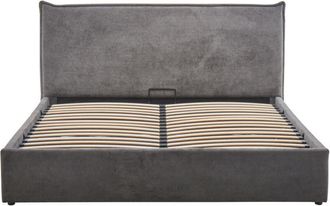 DRAWER Lit coffre en velours c&ocirc;tel&eacute; 160x200cm - Gris - Cama