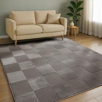 benuta Basic Tapis Salon Claire - Gris 240x340 cm - Minimaliste g&eacute;om&eacute;trique r&eacute;tro - Facile Entretien - Compatible Chauffage - pour Chambre, Bureau, Couloir, 