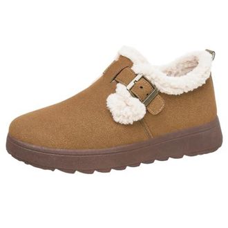 Generic Bottes dhiver chaudes et d&eacute;contract&eacute;es pour femme - &Eacute;l&eacute;gantes et classiques - Boucle antid&eacute;rapante - Talon plat - Doublure en polaire - Confortables -