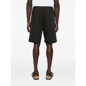 Myths Pleated Cotton-Tencel Shorts - Black
