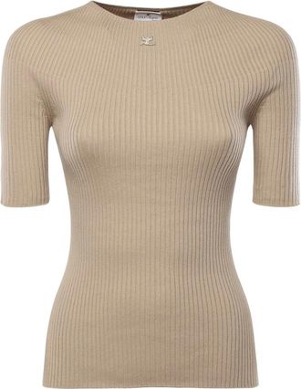 Courr&egrave;ges Femme, Tops, Brun, Taille: 38 FR T-Chemises