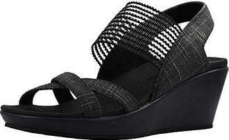 Skechers Womens Beverlee High Tea Black/Black Wedge Sandal 9.5 M US