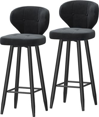 Generic Barhocker, Samt-Tresenhocker, Esszimmerst&uuml;hle mit weicher R&uuml;ckenlehne und Metallbeinen, einfach zu montieren, St&uuml;hle f&uuml;r K&uuml;chentheke/Esszimmer/Hausbar