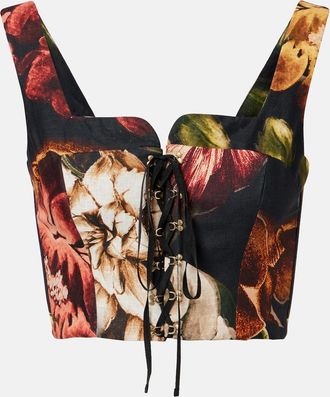 Agua Bendita Cropped-Top aus Leinen