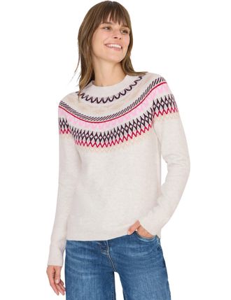 Cecil Gemusterter Strickpullover Eggshell Melange XXL