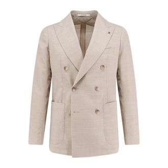 Tagliatore Zweireihiger Blazer im Fischgr&auml;tenmuster - - Jackets - Herren - Beige - S