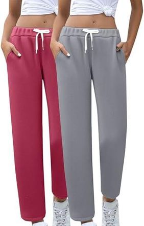 Generic Lot de 2 Pantalon De Running Femme Chic &Eacute;t&eacute; Pant Longue Stretch Tendance Comfy Streetwear D&eacute;tente Mode Costume Classique Basique Taille Elastique 2026