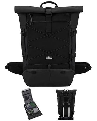 Johnny Urban Sac a Dos Voyage Femme & Homme Noir - Allen XL Travel - Sac &agrave; Dos Randonn&eacute;e pour Trekking, Camping - 50l Backpack Compartiment pour Ordinateur Portabl