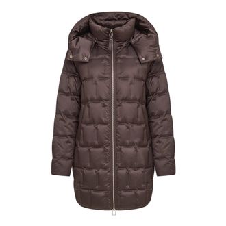 Cesare Gaspari Kapuzen-Daunenmantel in Mid-L&auml;nge - - Coats - Damen - Braun - M