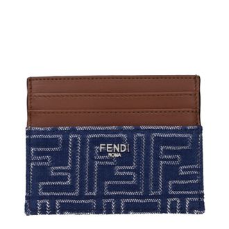 Fendi Hommess Porte Document Tissu Bleu/Marron
