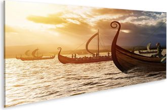 Islandburner Bild auf Leinwand Wikinger Schiffe Auf Dem Wasser Bilder Wandbilder Poster